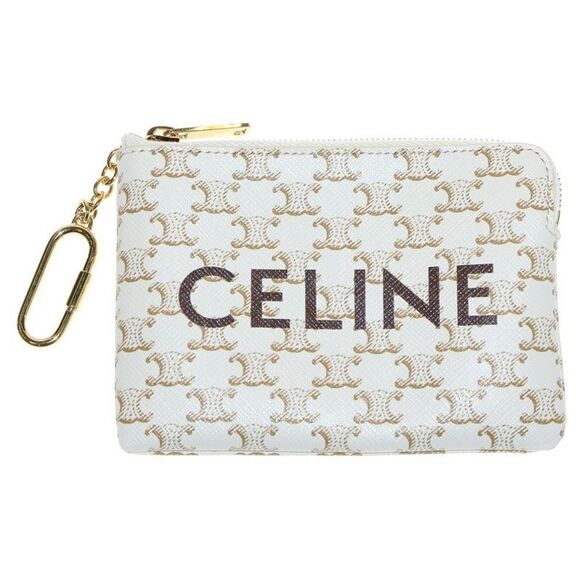 Celine | Jewelry | Celine Triomphe Logo Coin Case Key Ring Card Case ...